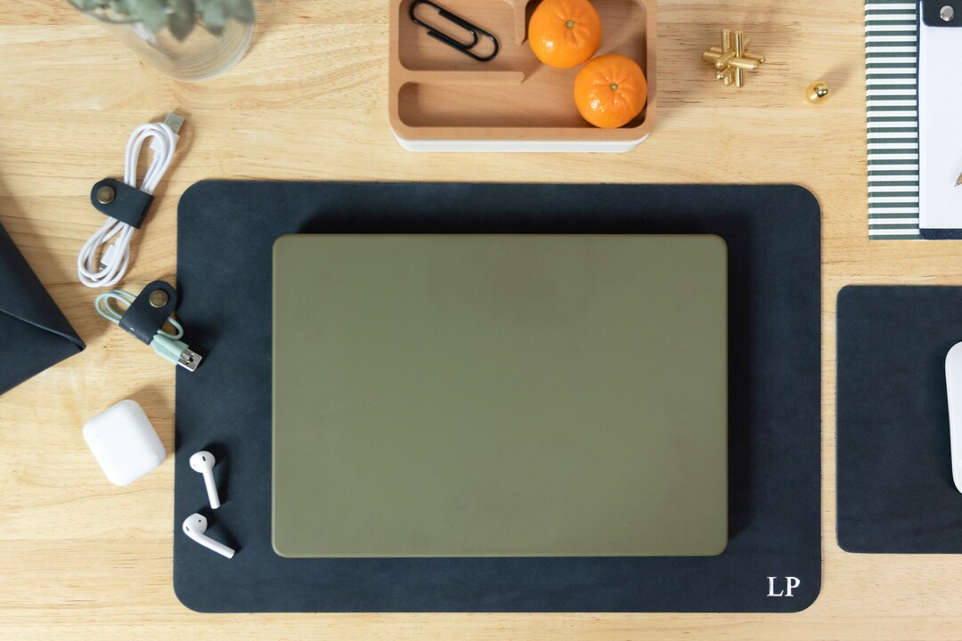 Personalized Leather Desk Pad: Monogrammed Office Decor, Made in USA - Etsy