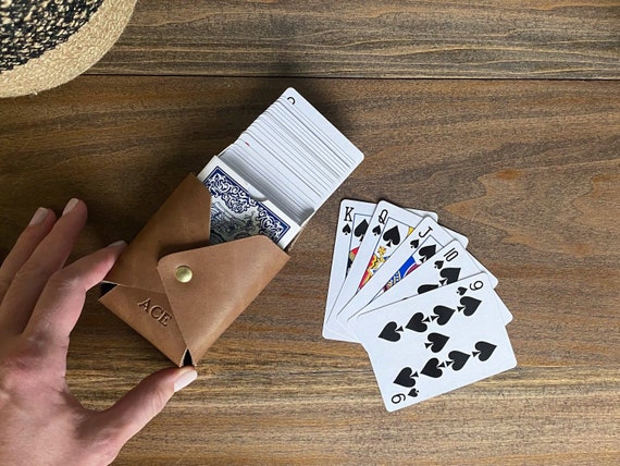 Personalized Leather Playing Card Case. Leather Card Case. | Etsy
