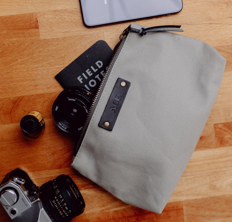Personalized Canvas Pouch Monogrammed Canvas Toiletry Pouch - Etsy