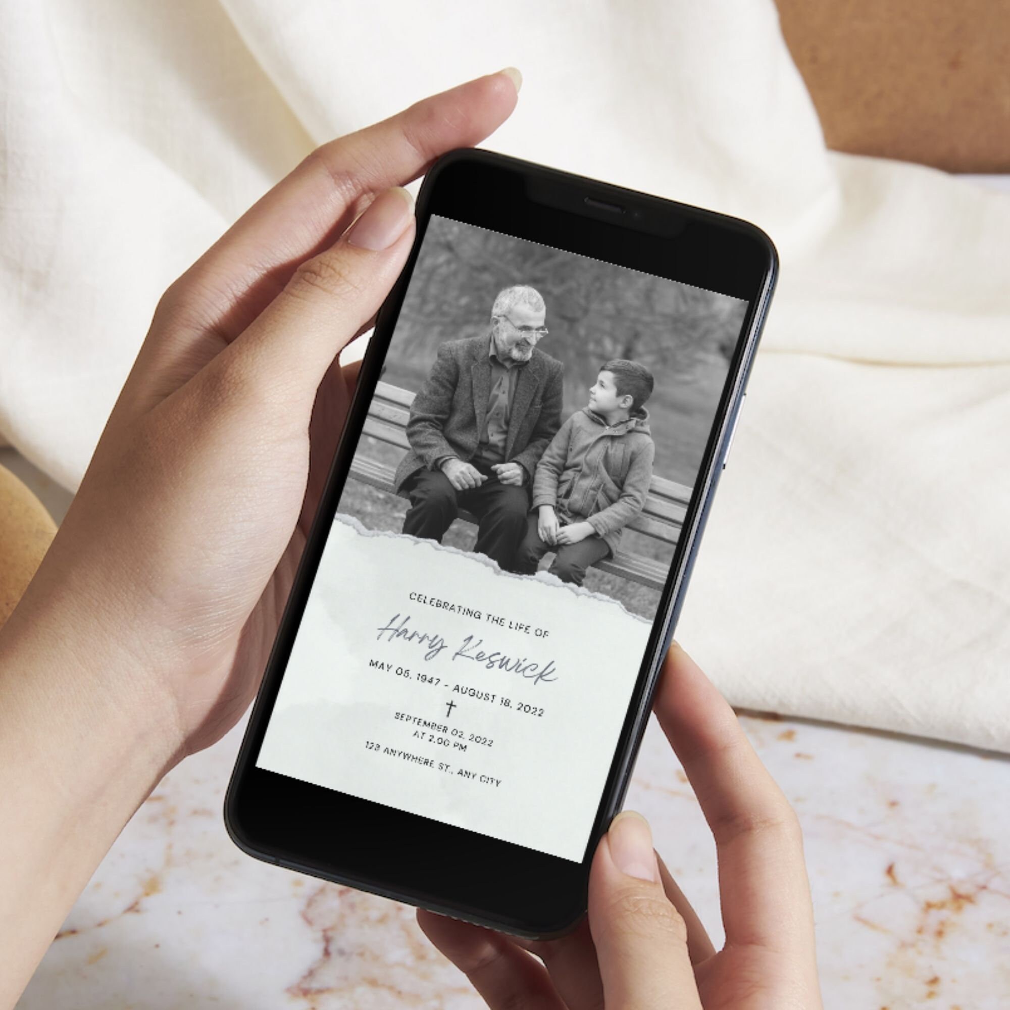 Digital Funeral Invitation Celebration of Life Electronic Invite ...