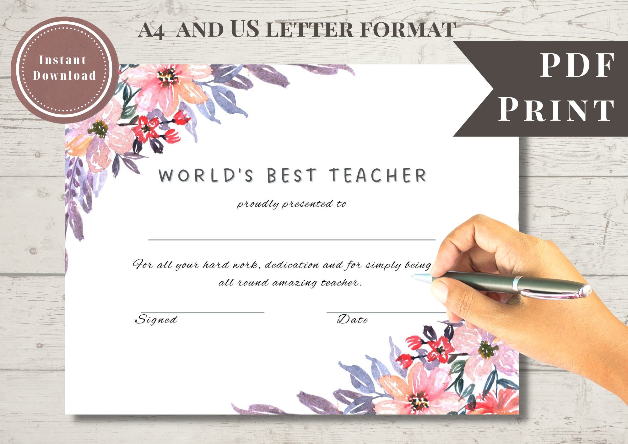 Best Teacher Ever Certificate
