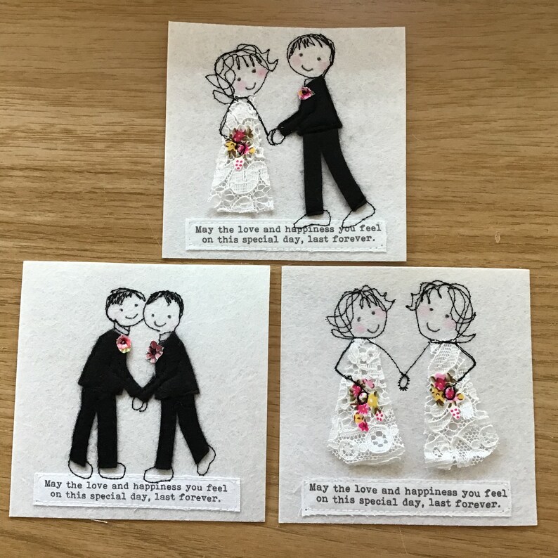Special Embroidered Lesbian Gay Bride And Bride Wedding Card Etsy Uk
