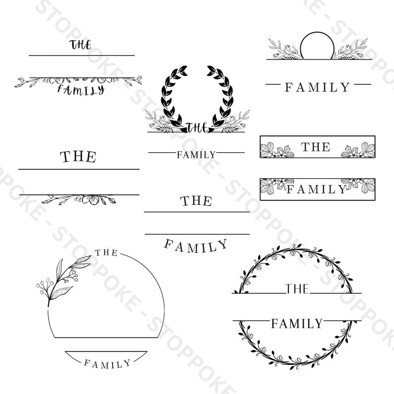 Family Name Monogram SVG Bundle With Split Monogram Signs Personalized ...