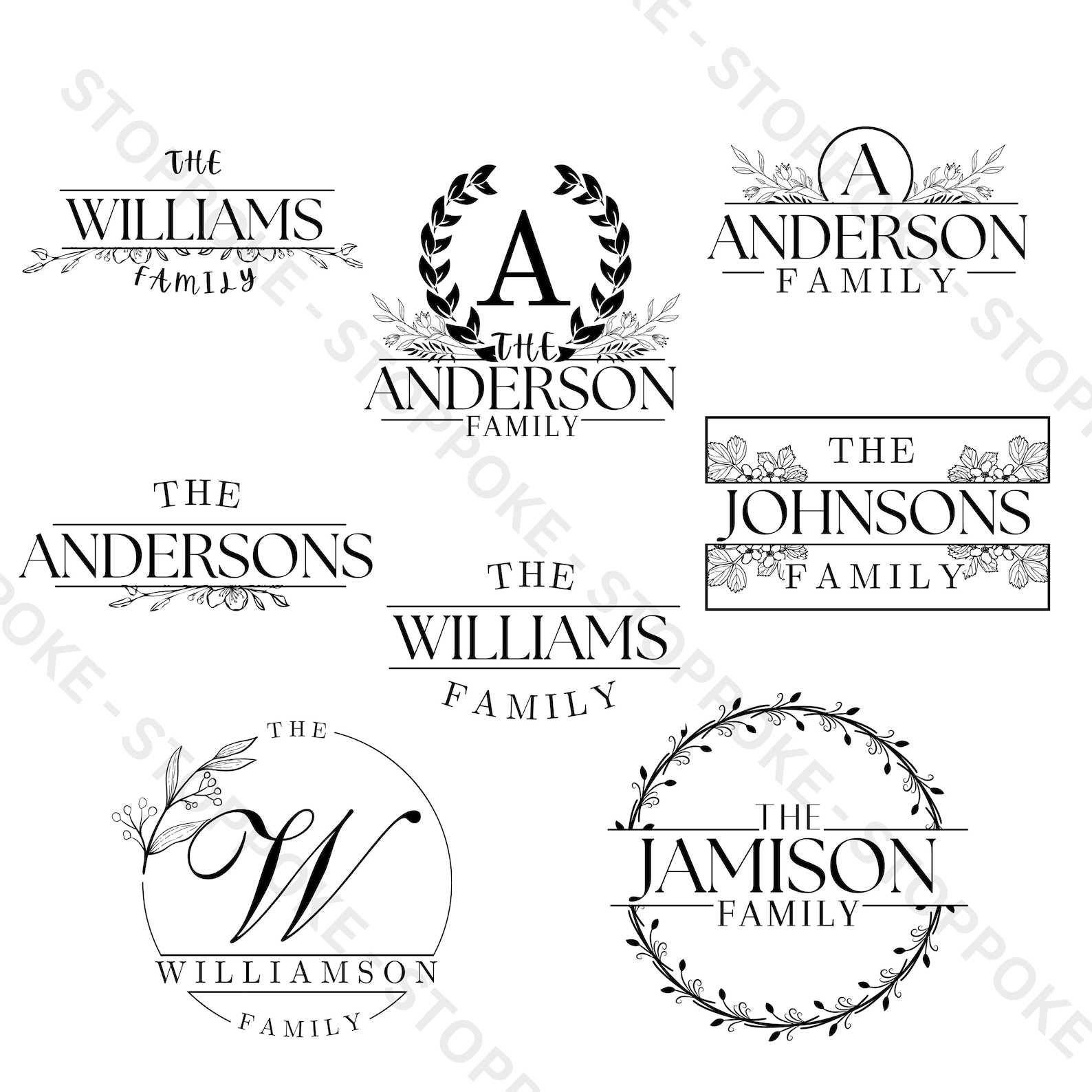 Family Name Monogram SVG Bundle With Split Monogram Signs Personalized ...