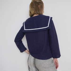Blue Sailor Collar Linen Top, Ready to Ship Size S - Etsy