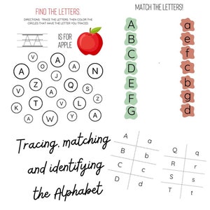 Letter Identifying Sheets / Alphabet Tracing Sheets / Matching ...