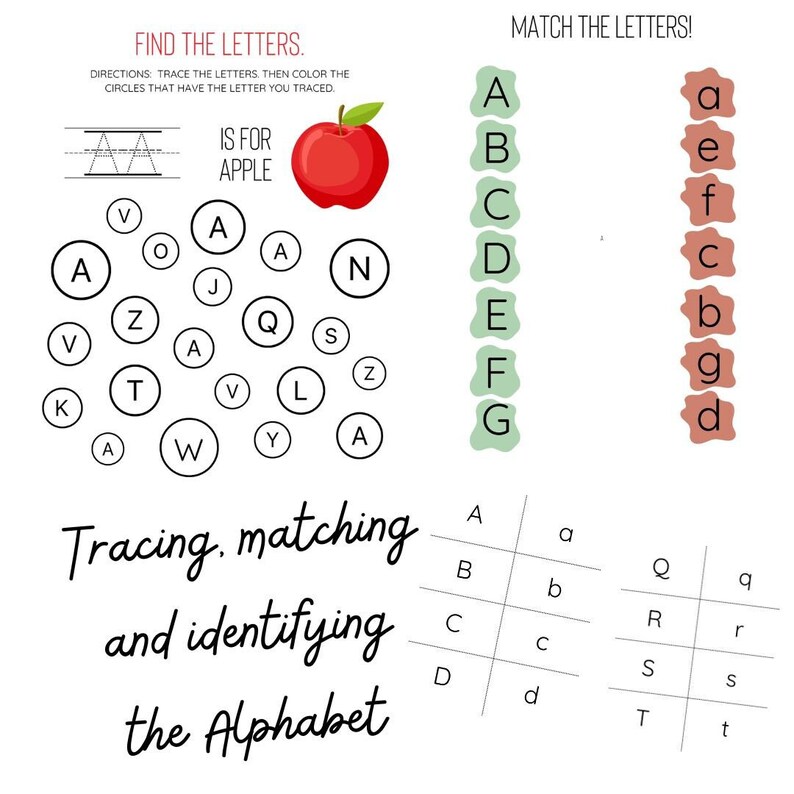 Letter Identifying Sheets / Alphabet Tracing Sheets / Matching ...