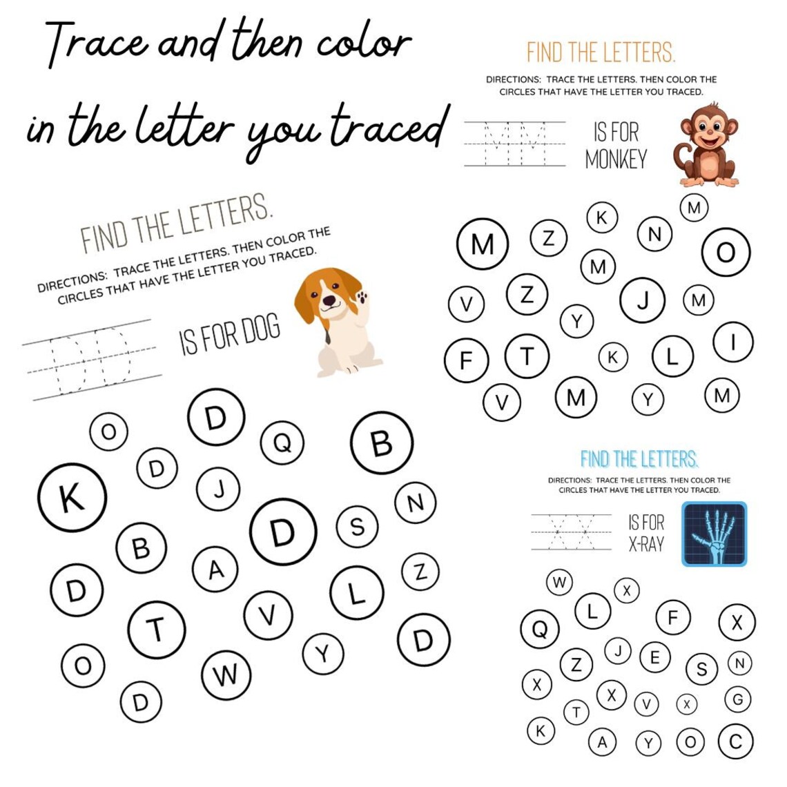Letter Identifying Sheets / Alphabet Tracing Sheets / Matching ...