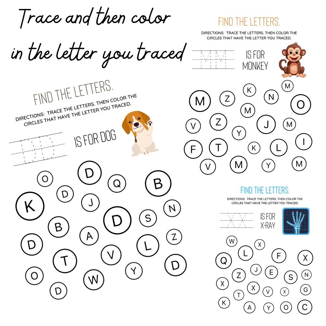 Letter Identifying Sheets / Alphabet Tracing Sheets / Matching ...