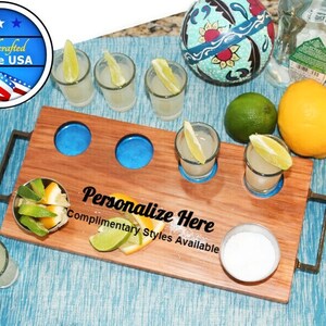 Tequila Shot Flight With Resin Inlay, Shot Glass Holder, Whiskey ...