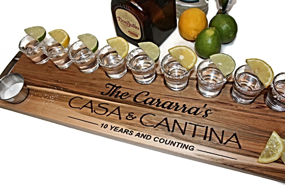 Personalized Tequila Shot Tray With Glasses: Extra Large Handcrafted ...