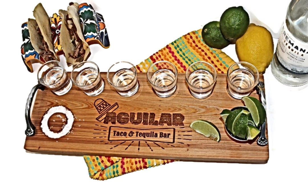 Personalized Tequila Shot Board Set: Handcrafted Cypress Wood With ...