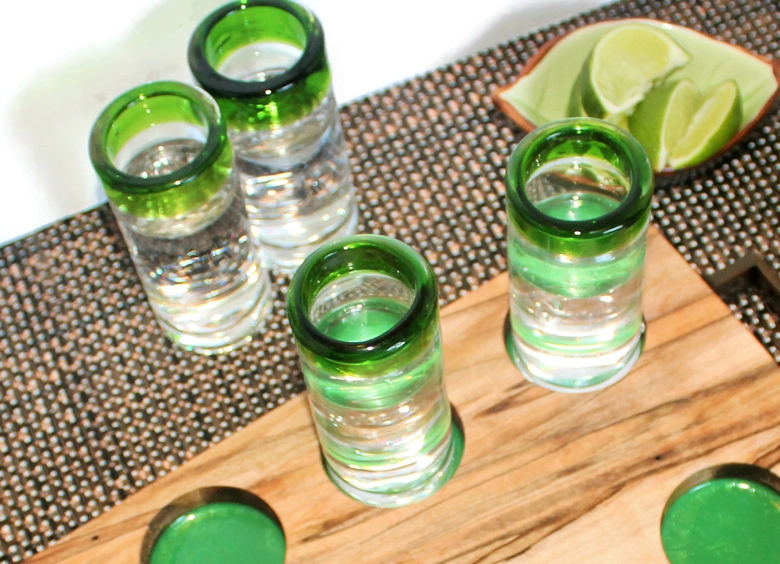 Green Tequila Glasses Tequila Shot Glasses Authentic Mexican Etsy