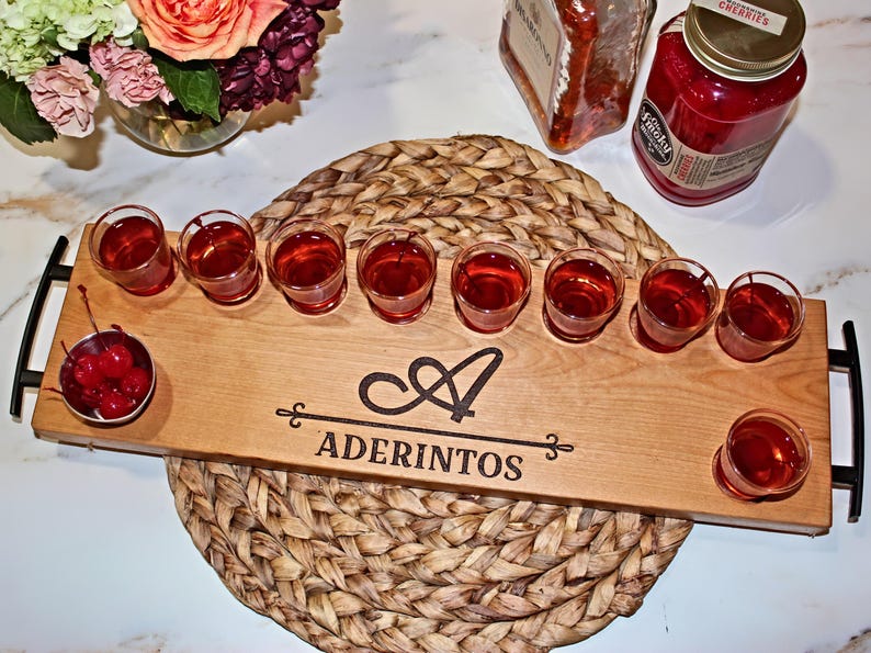 Personalized Tequila Tasting Flight Set: Handcrafted Large Shot Tray ...
