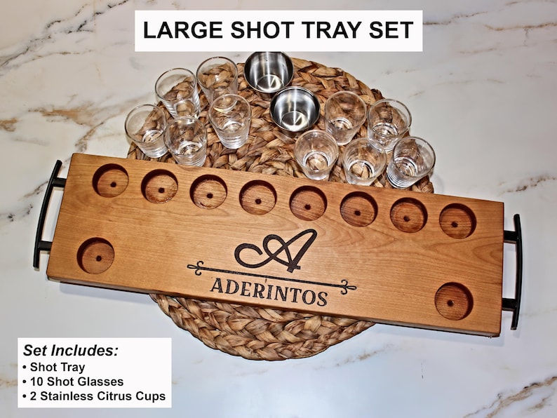 Personalized Tequila Tasting Flight Set: Handcrafted Large Shot Tray ...