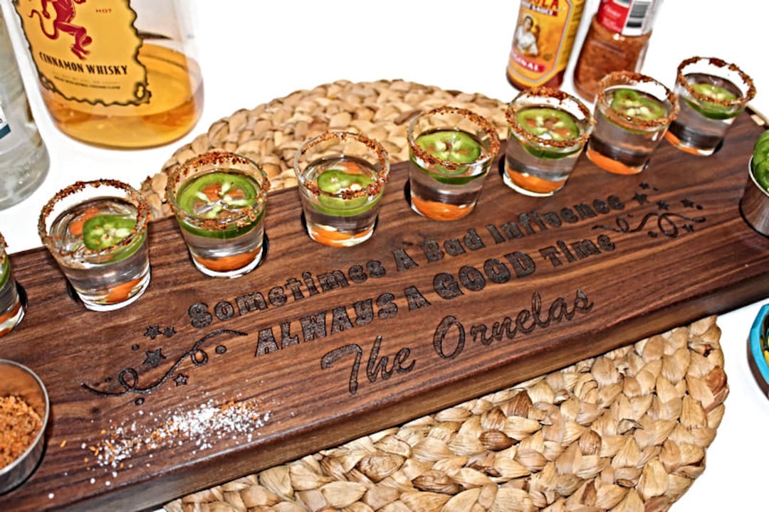 Personalized Tequila Shot Flight Board – Engraved Hardwood Barware Gift ...