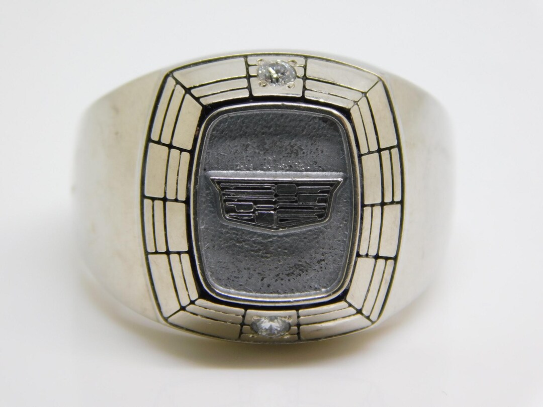 10K White Gold and Diamond Cadillac Mark of Excellence Ring Size 11.25 ...