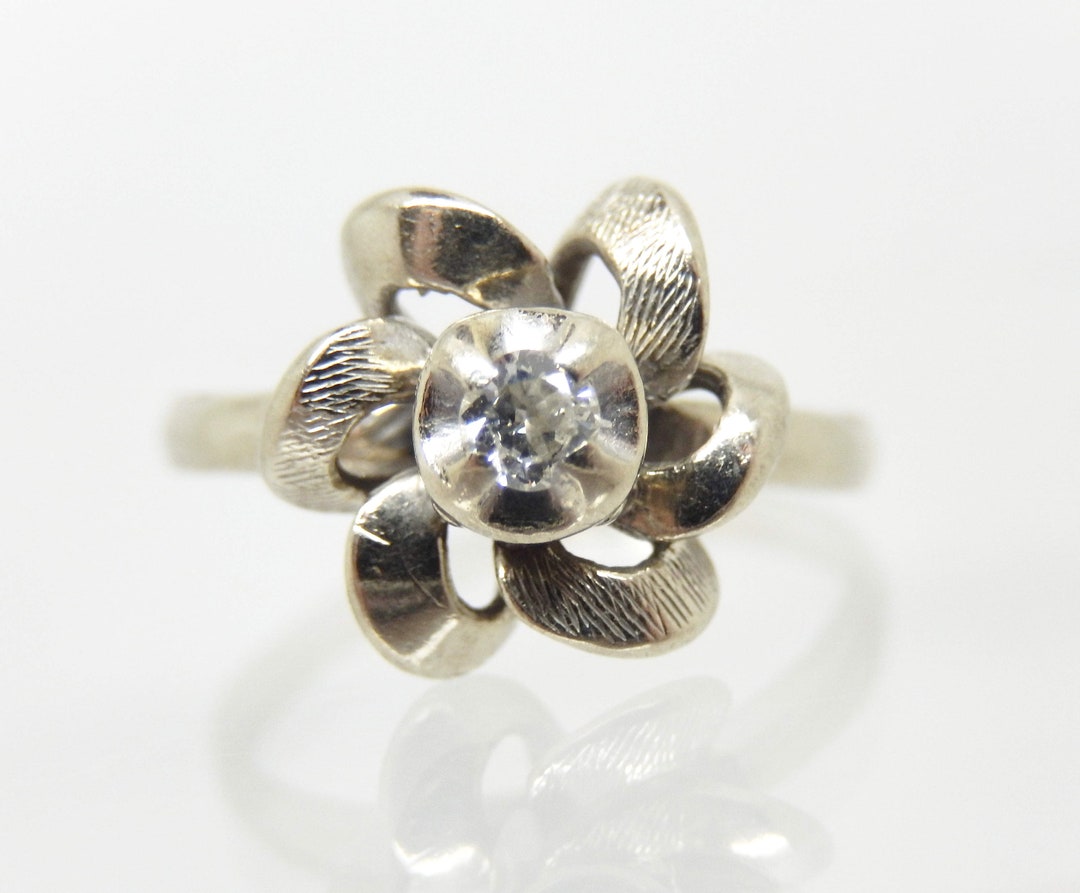 Estate 14K White Gold Diamond Pinwheel Ring Size 5.25 - X8364 - Etsy