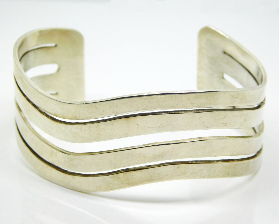 925 Sterling Silver Curvy Cuff Bracelet 7.75 X8557 - Etsy