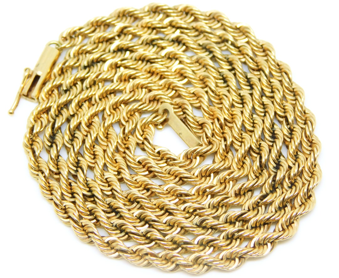 14K Yellow Gold 24 Rope Chain Necklace X7397 - Etsy