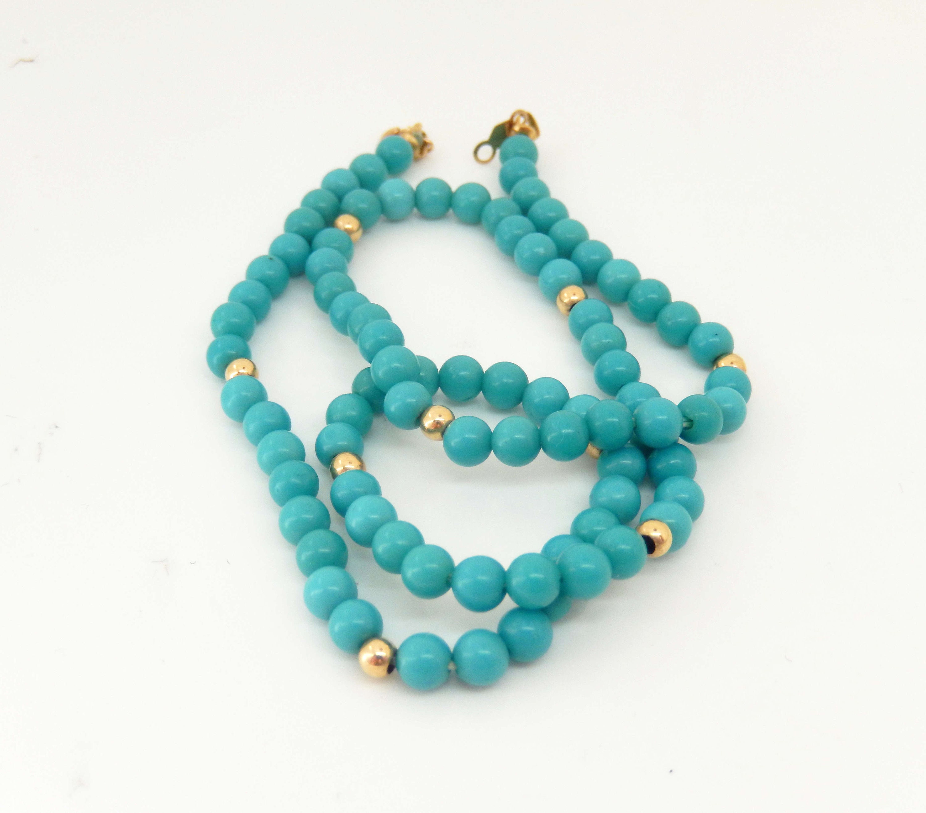 Vintage Robins Egg Blue Turquoise And 14k Yellow Gold Etsy