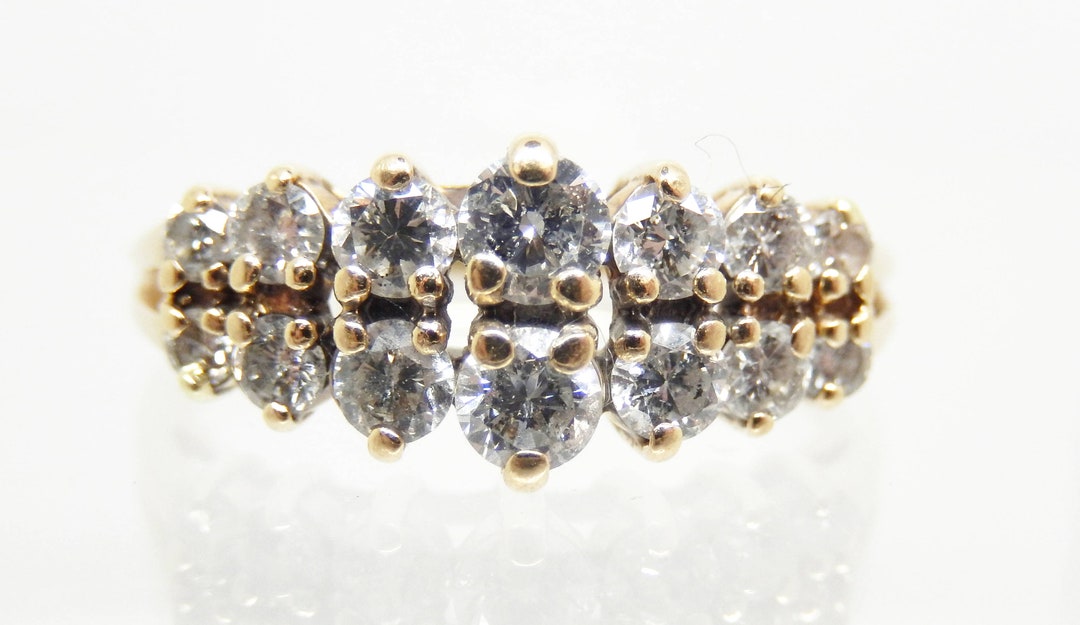 Vintage 14K Yellow Gold Diamond Pyramid Statement Ring, Size 9 1/4 8933 ...