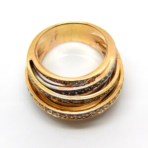 18K Tri-colored Gold Diamond Seven-band Ring With Appraisal Size 8 ...