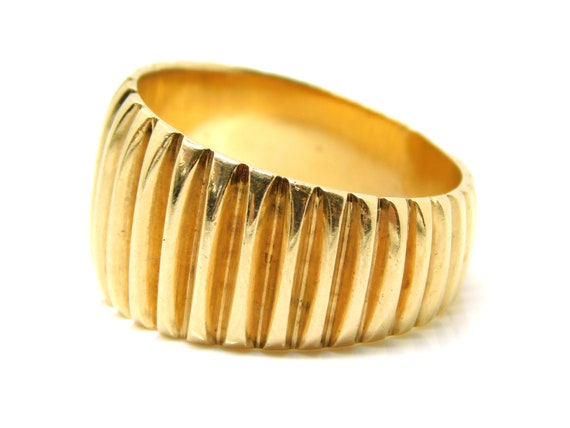 14k Yellow Gold Ribbed Textured Men's Eternity Shrimp… - Gem