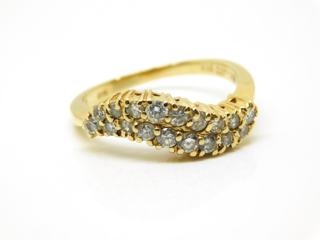 10K Yellow Gold Wavy Diamond Ring Size 6.25 - X9126 - Etsy