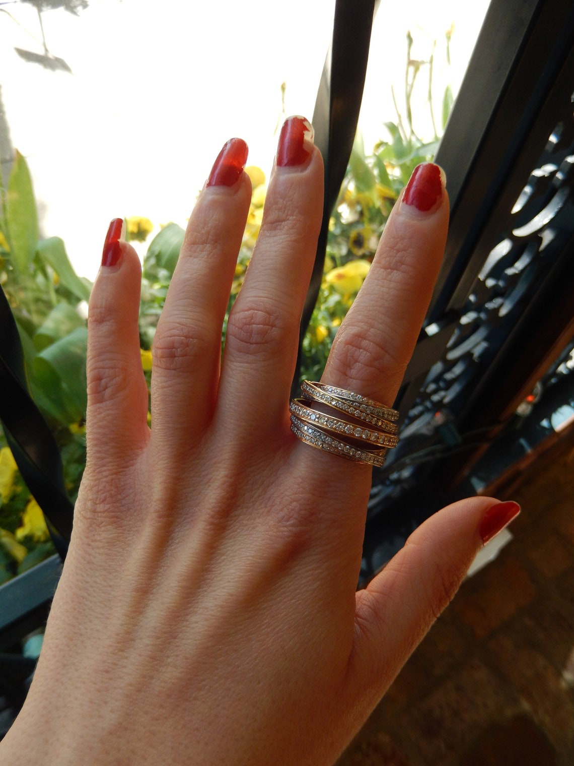 18K Tri-colored Gold Diamond Seven-band Ring X4780 With | Etsy