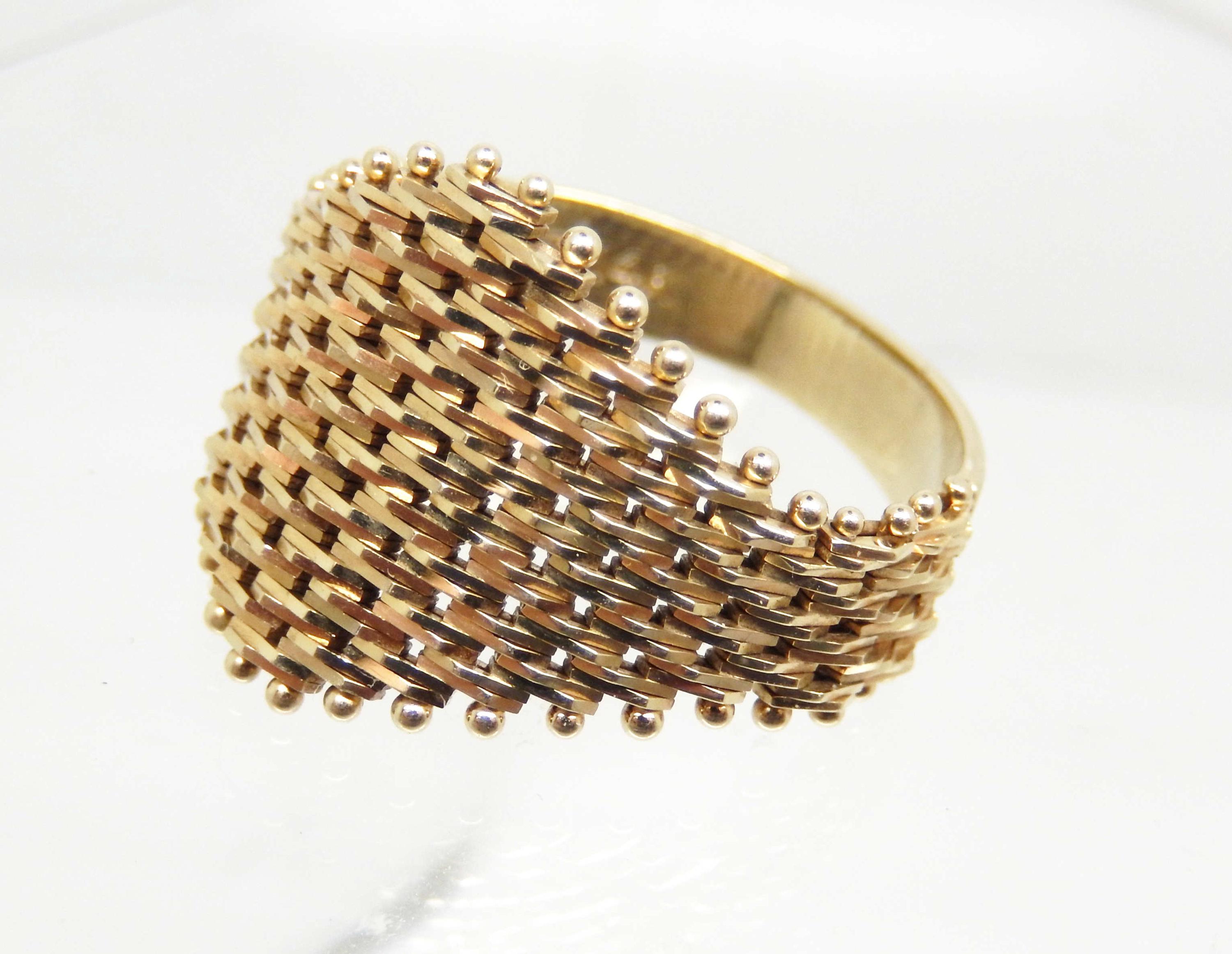 Vintage 14K Yellow Gold Mesh Statement Ring, Size 9 - X9776 - Etsy