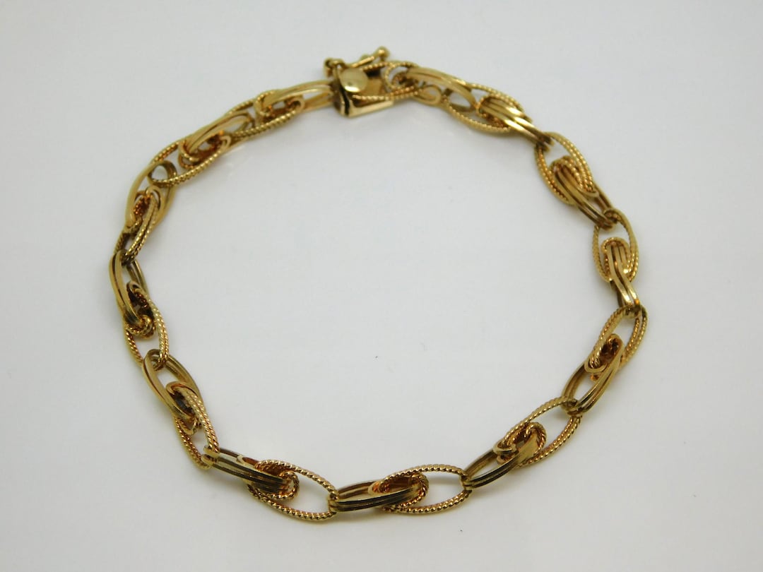14K Yellow Gold Chain Link Bracelet - X9516 - Etsy