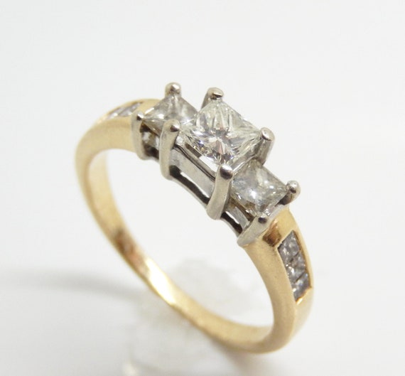 Vintage 14K Yellow Gold Princess-cut Diamond Engagement Ring - Etsy