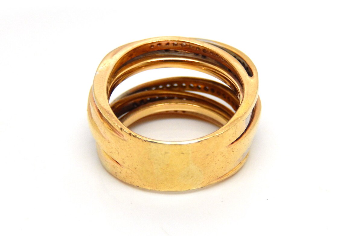 18K Tri-colored Gold Diamond Seven-band Ring X4780 With - Etsy