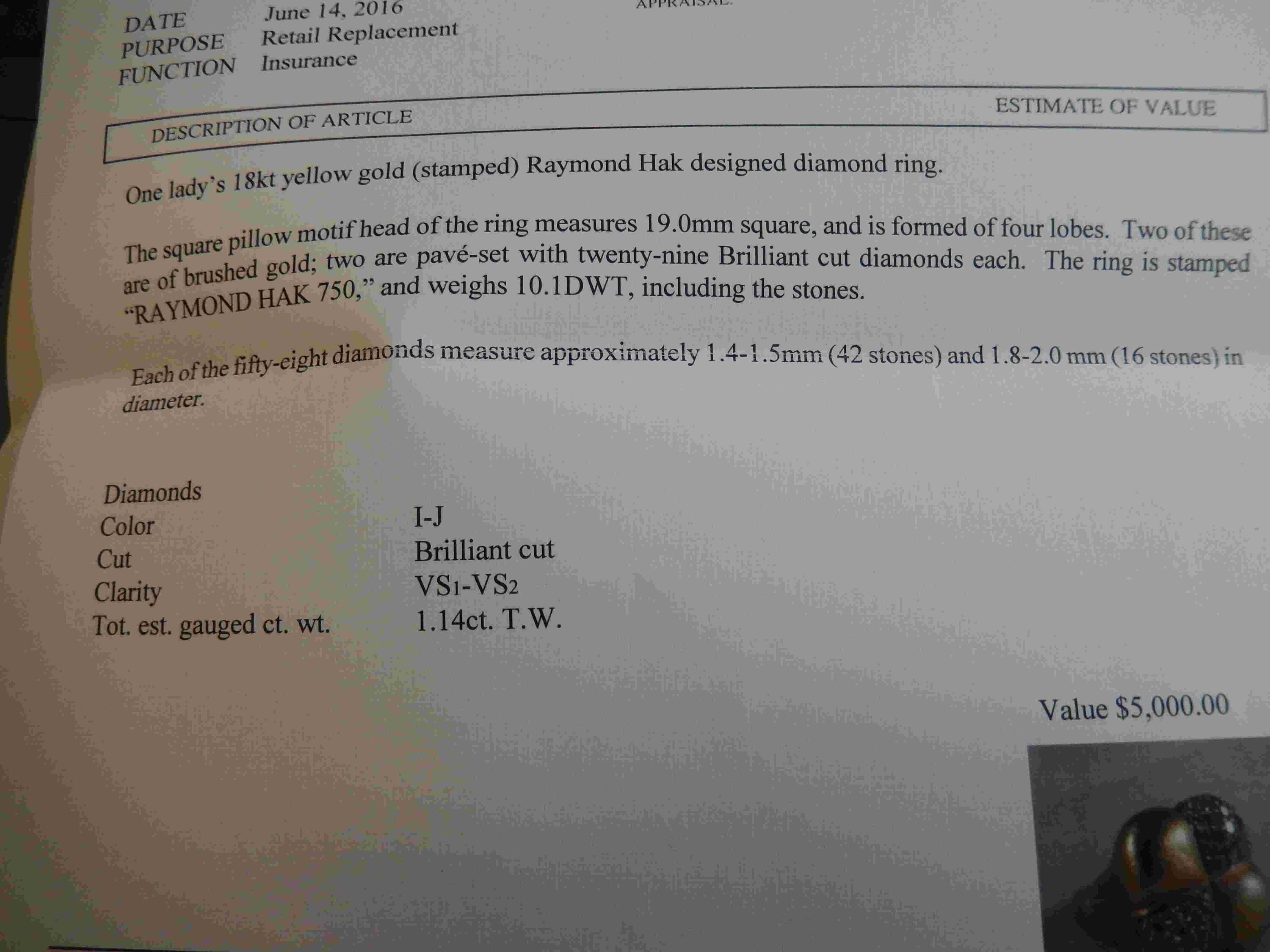 Estate 18K Brushed Yellow Gold Raymond Hak Diamond Ring - Etsy