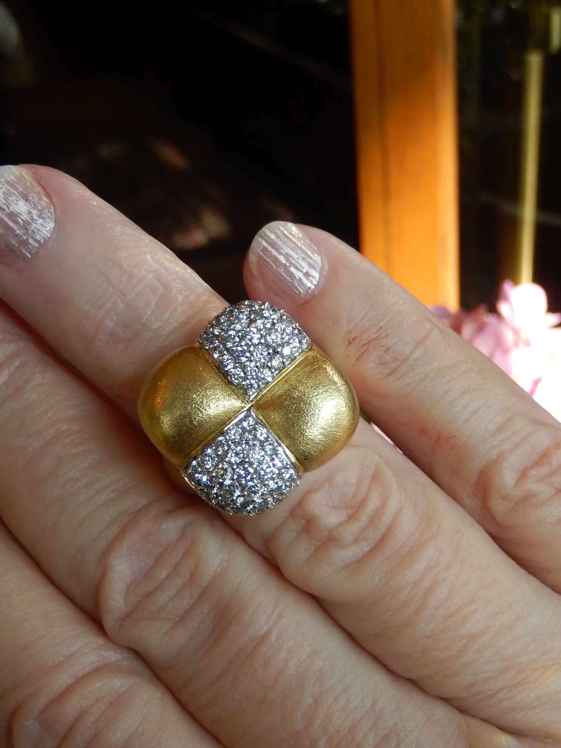 Estate 18K Brushed Yellow Gold Raymond Hak Diamond Ring - Etsy