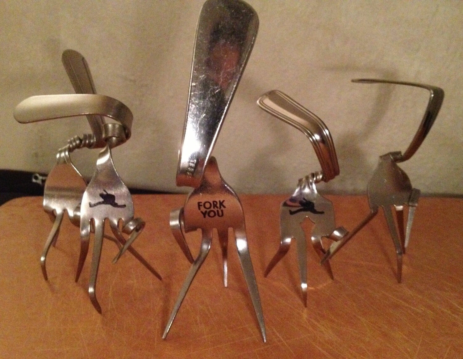 The Fork You Sculpture With Wood Pizza Slice Stand - Etsy