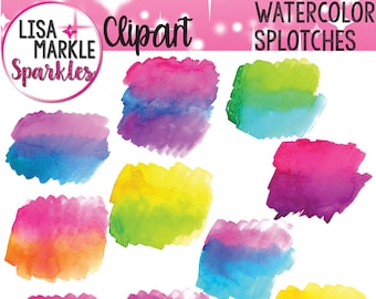 Rainbow Watercolor Splotches - Etsy