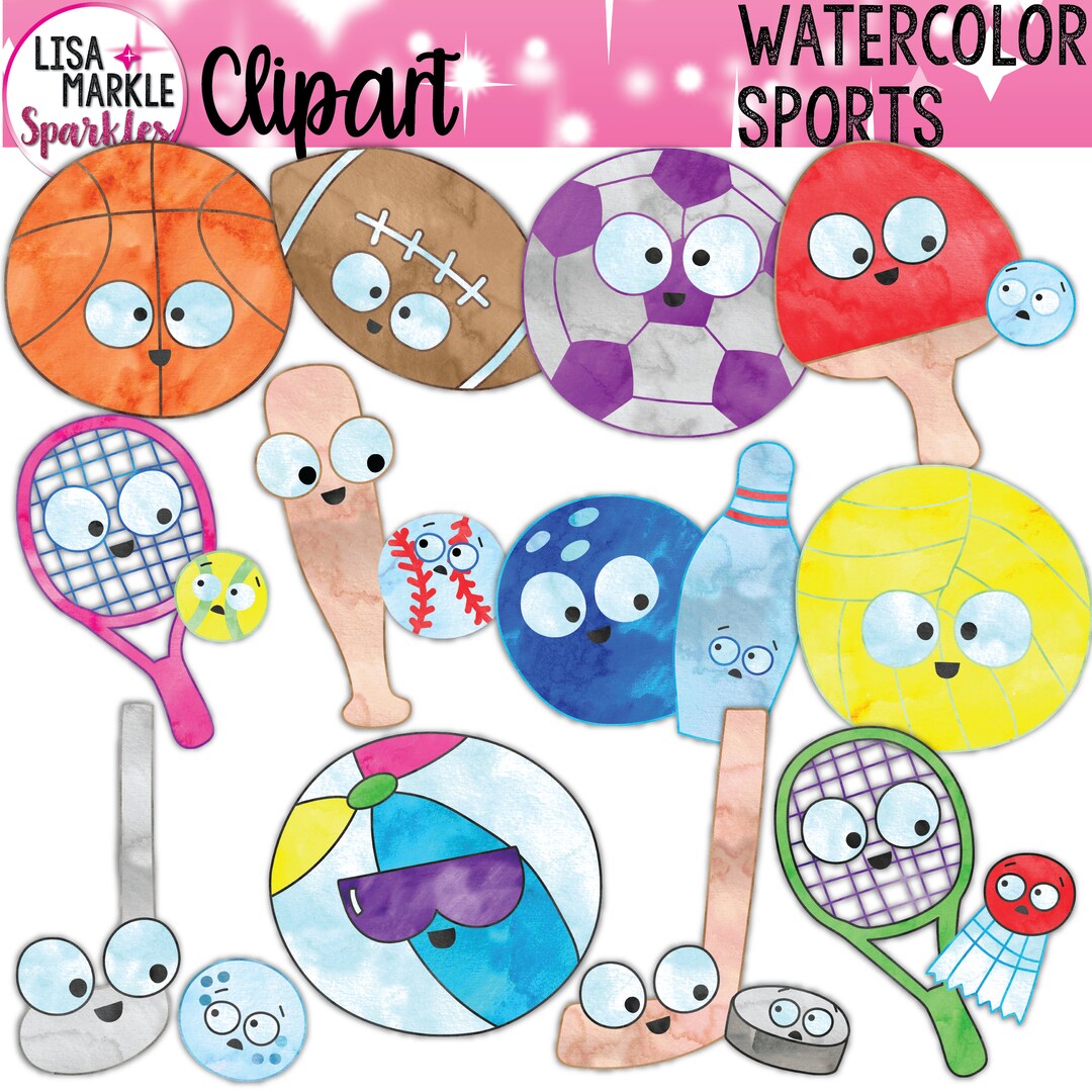 Watercolor Sports Clipart, Sport Clipart, Basketball Clipart, Soccer ...