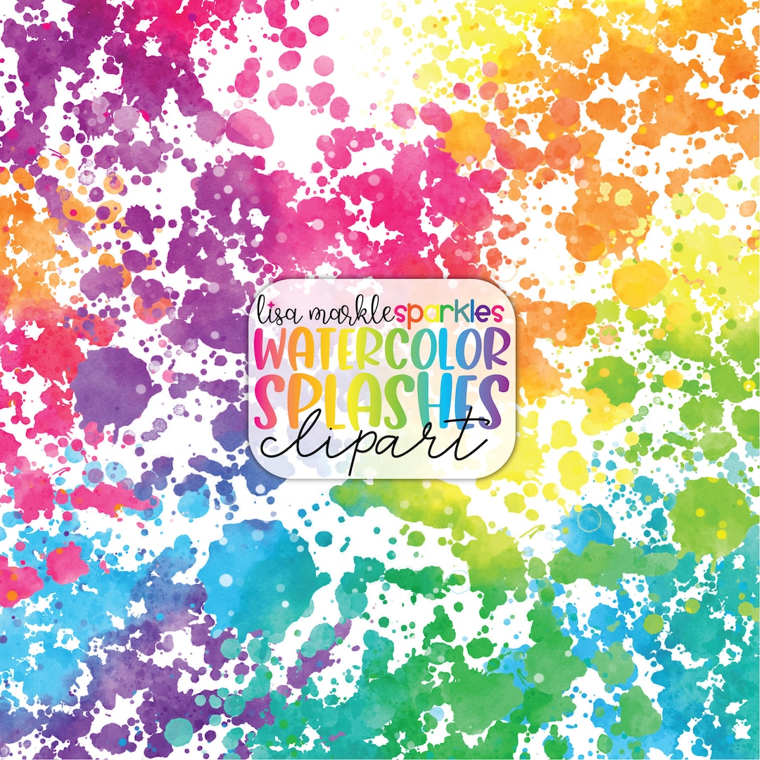 Watercolor Splashes Clipart Rainbow Watercolor Washes Splotches Brush ...