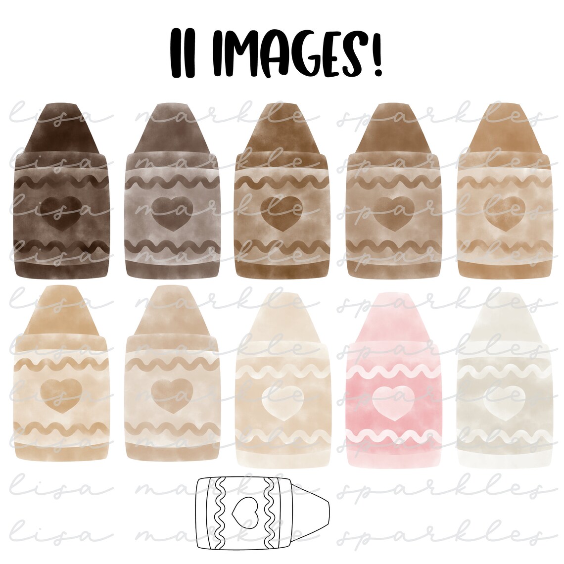 Watercolor Crayon Clipart Skin Tone Color Diverse - Etsy