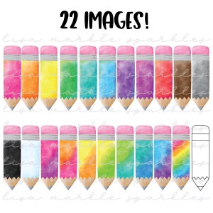 Watercolor Pencil Clipart Rainbow School Teacher Planner Office Clipart ...