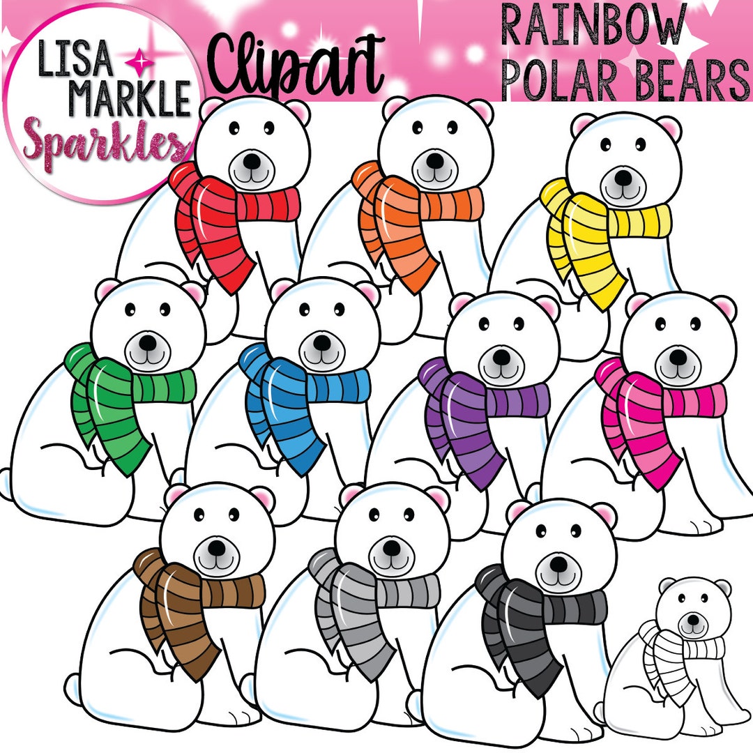 Winter Clipart, Polar Bear Clipart, Bear Clipart, Rainbow Clipart ...