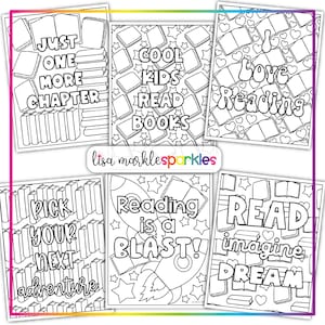 Reading Library Book Coloring Pages Printable PDF for Kids and Adults ...