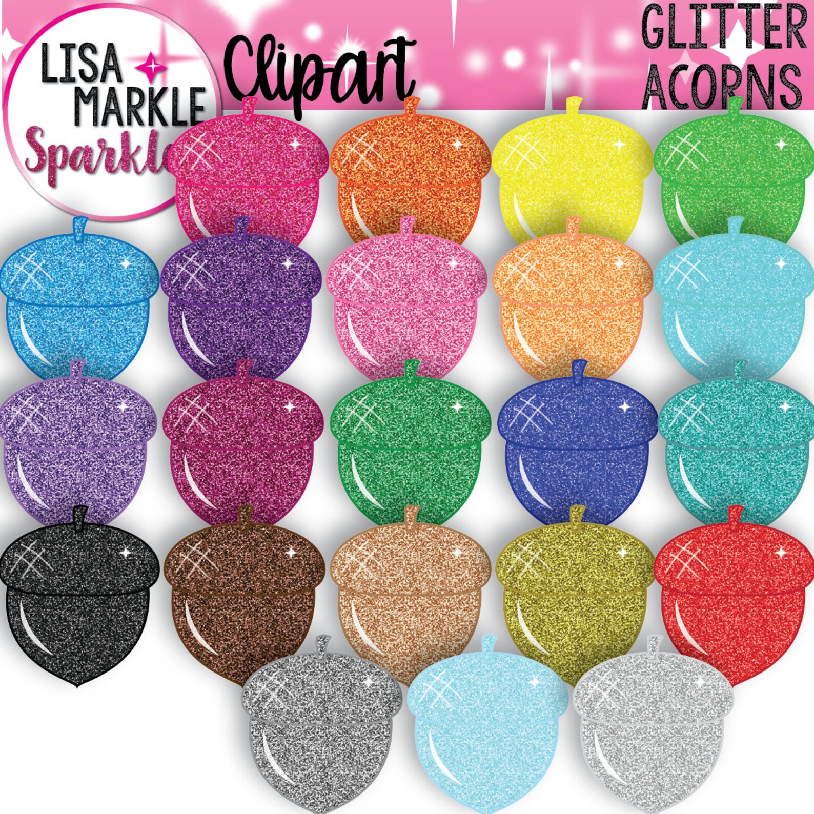 Acorn Clipart Glitter Acorn Clipart Fall Clipart - Etsy