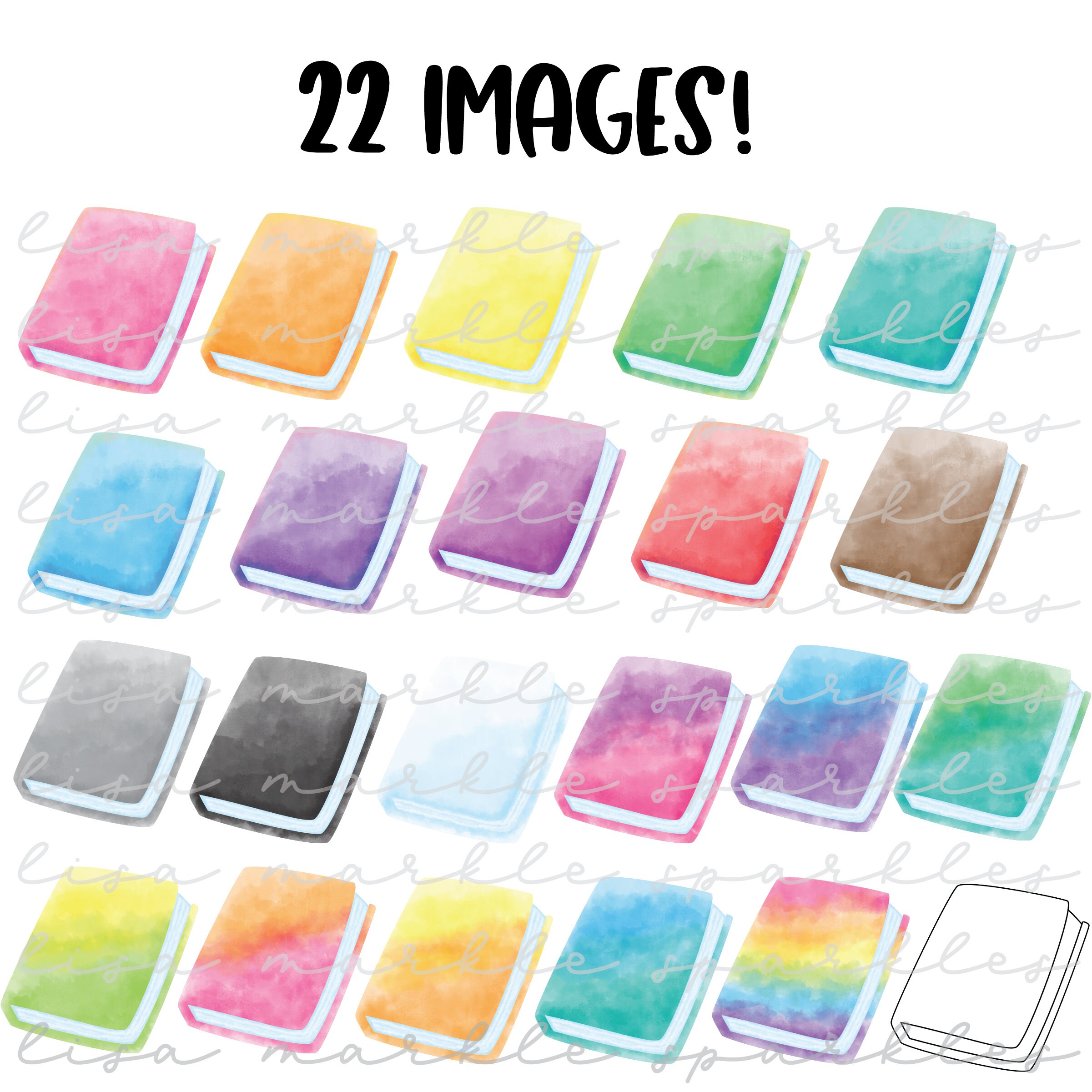 Watercolor Book Clipart School Library Reading Bookshelf Book - Etsy