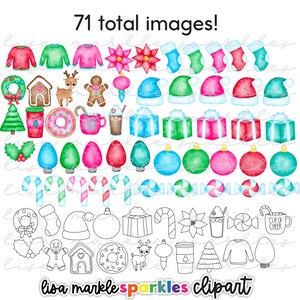Watercolor Christmas Clipart Holiday Trees Cookies Candy Cane Hot ...