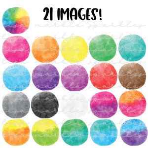Watercolor Circle Splotches Clipart Rainbow Watercolor Washes Splashes ...