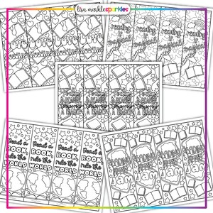 Reading Library Coloring Bookmarks to Color Printable PDF Digital ...