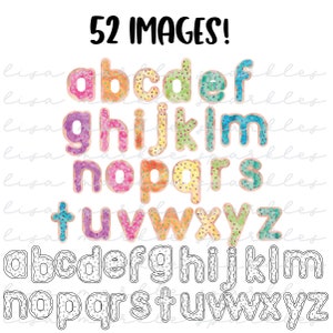 Watercolor Donut Lowercase Alphabet Letters and Numbers Clipart ...